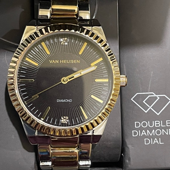 Van Heusen | Accessories | Mens Van Heusen Dual Tone Diamond Watch ...